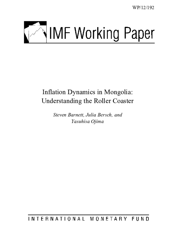 (PDF) Inflation Dynamics in Mongolia: Understanding the Roller Coaster