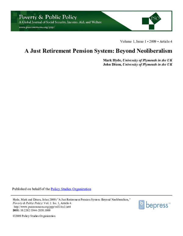 (PDF) A Just Retirement Pension System: Beyond Neoliberalism