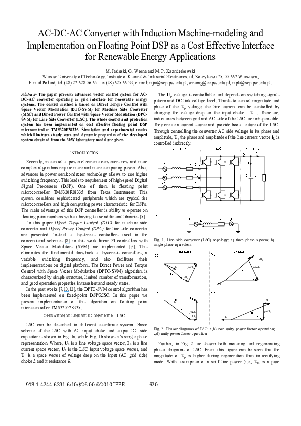 (PDF) AC-DC-AC converter with induction machine-modeling and implementation on floating point ...