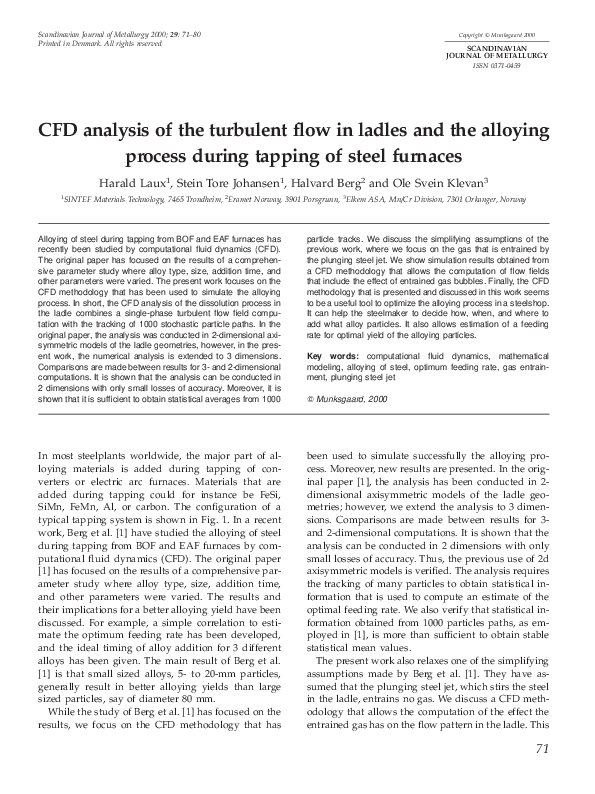 (PDF) CFD analysis of the turbulent flow in ladles and the alloying ...