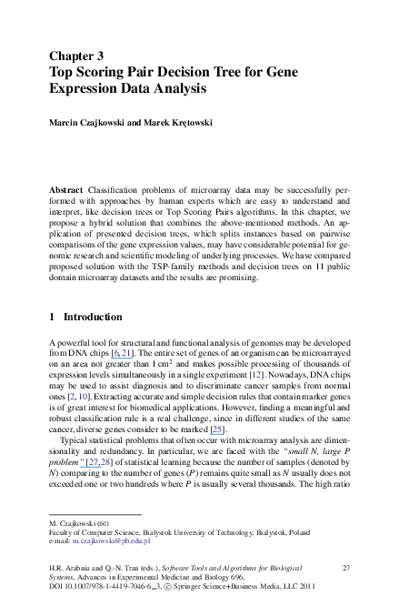(PDF) Top Scoring Pair Decision Tree for Gene Expression Data Analysis