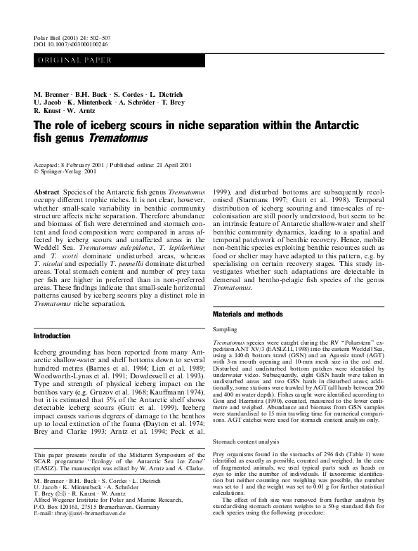 (PDF) The role of iceberg scours in niche separation within the ...