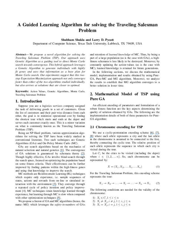 (PDF) A Guided Learning Algorithm for Solving Traveling Salesman Problem