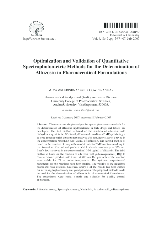 (PDF) Optimization and Validation of Quantitative Spectrophotometric Methods for the ...