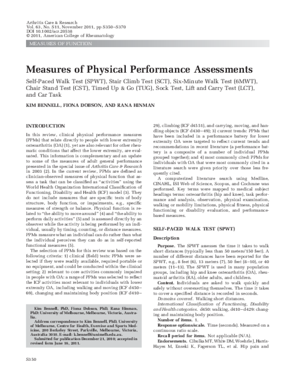 (PDF) Measures of physical performance assessments: Self-Paced Walk ...
