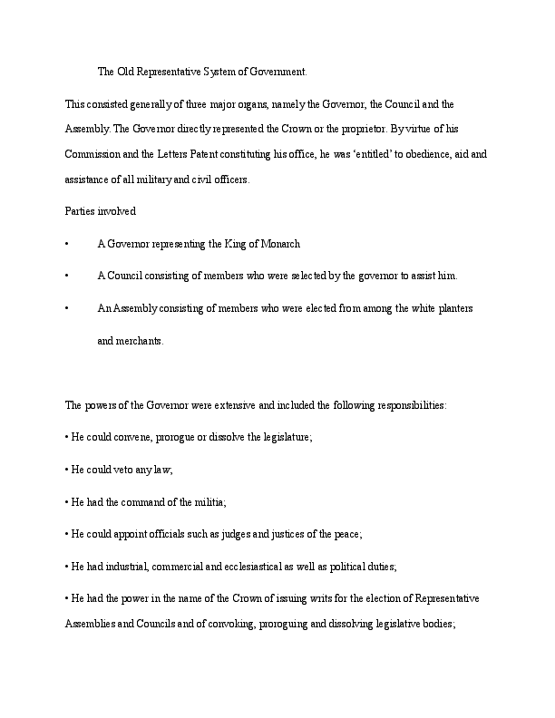 (DOC) The Old Representative System of Government