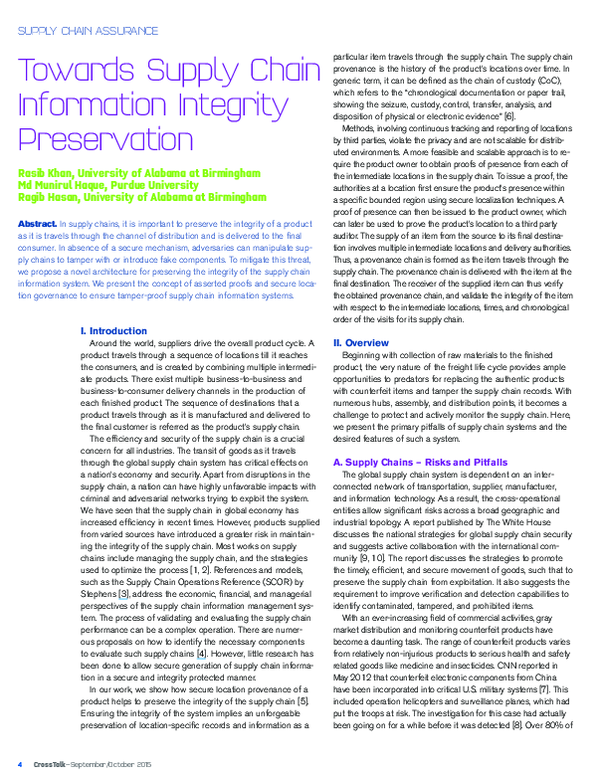 (PDF) Towards Supply Chain Information Integrity Preservation