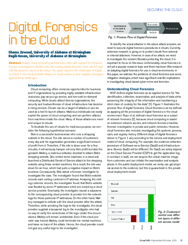 (PDF) Digital Forensics in the Cloud