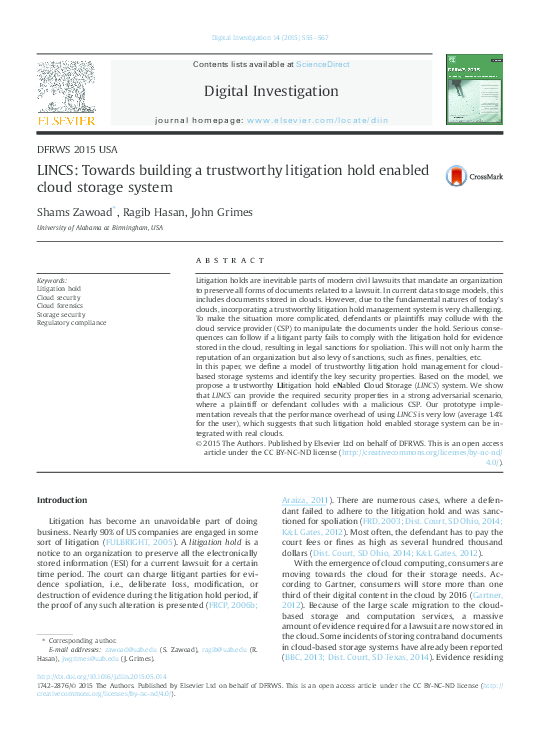 (PDF) LINCS: Towards building a trustworthy litigation hold enabled ...