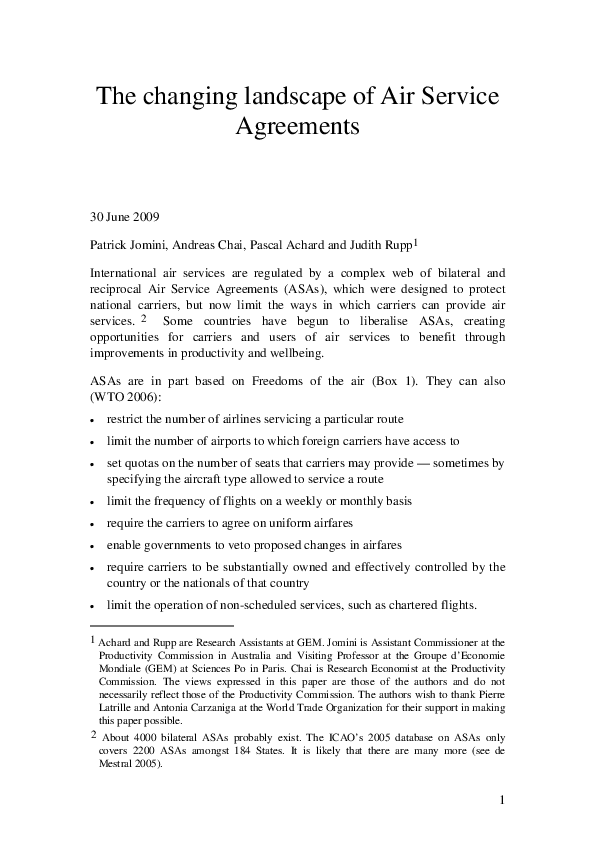 (PDF) The changing landscape of Air Service Agreements