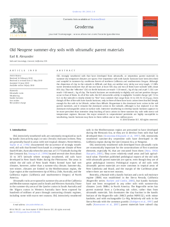 (PDF) Old Neogene summer-dry soils with ultramafic parent materials