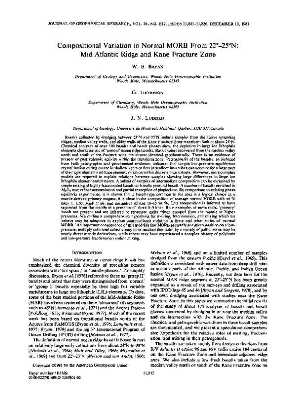 (PDF) Compositional Variation in Normal MORB From 22°–25°N: Mid ...