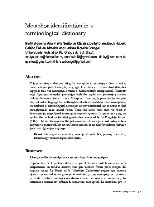 (PDF) Metaphor identification in a terminological dictionary (PDF) Metaphor identification in a terminological dictionary