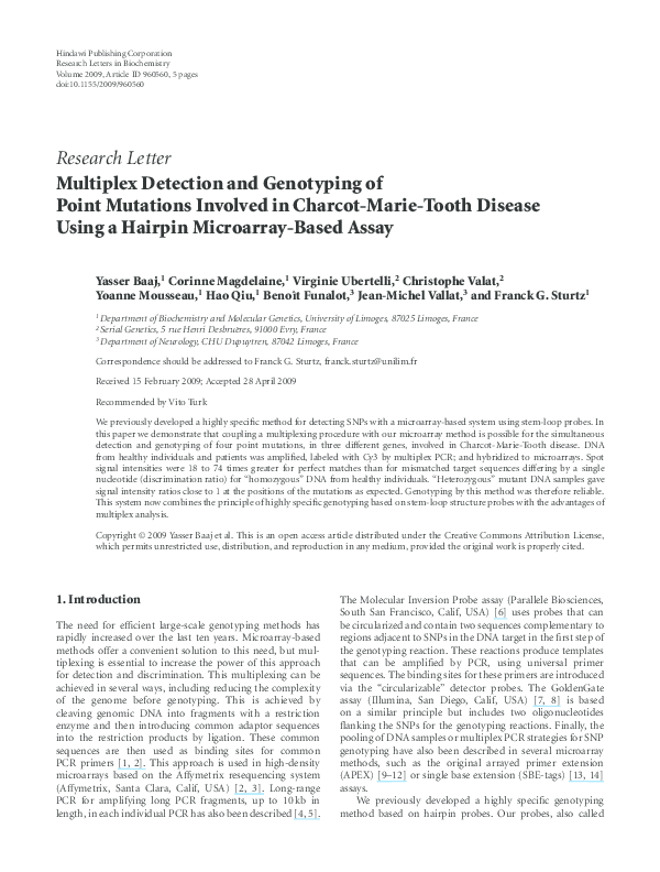 (PDF) Multiplex Detection and Genotyping of Point Mutations Involved in Charcot-Marie-Tooth ...