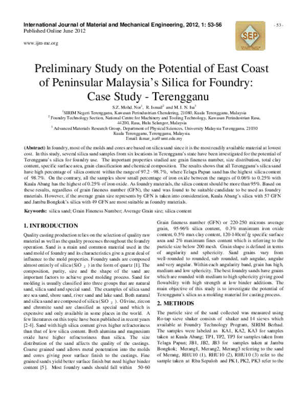 (PDF) Preliminary Study on the Potential of East Coast of Peninsular Malaysia’s Silica for ...