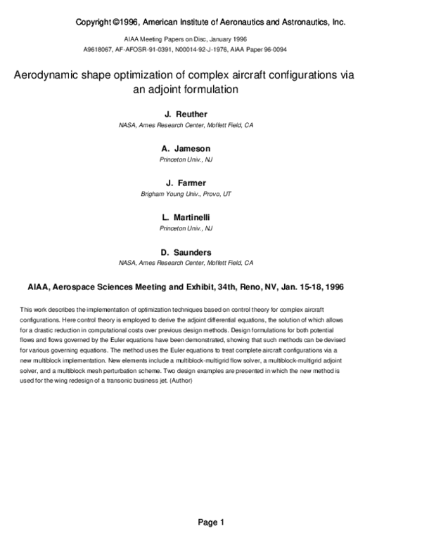 (PDF) Aerodynamic shape optimization of complex aircraft configurations ...