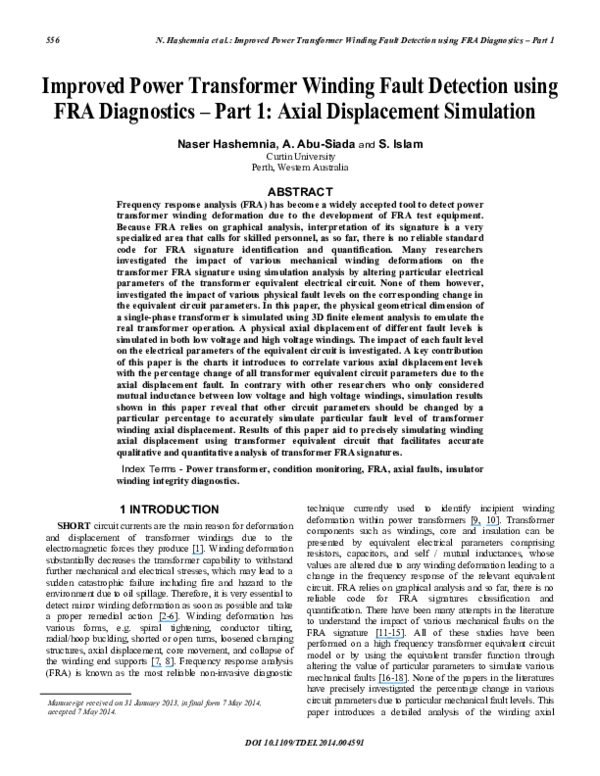 Pdf Improved Power Transformer Winding Fault Detection Using Fra Diagnostics Part 2 Radial