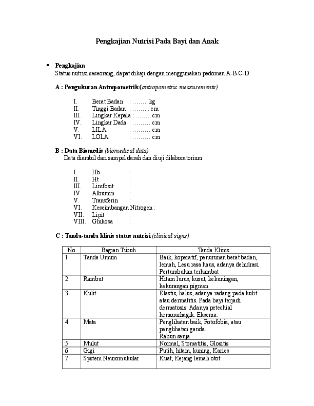 Pengkajian Nutrisi Abcd - Perumperindo.co.id