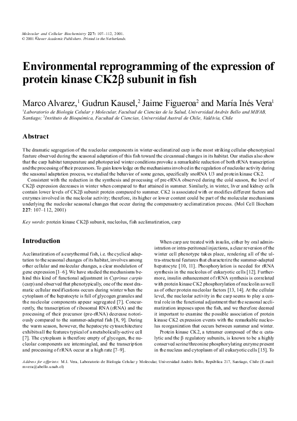 (PDF) Environmental reprogramming of the expression of protein kinase ...