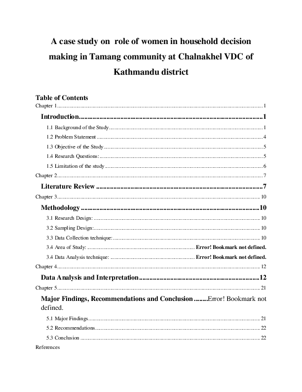 (PDF) A case study on role of women in household decision making in ...