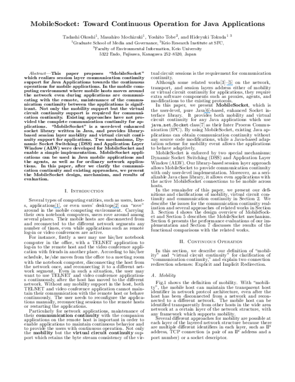 (PDF) MobileSocket: Toward continuous operation for Java applications