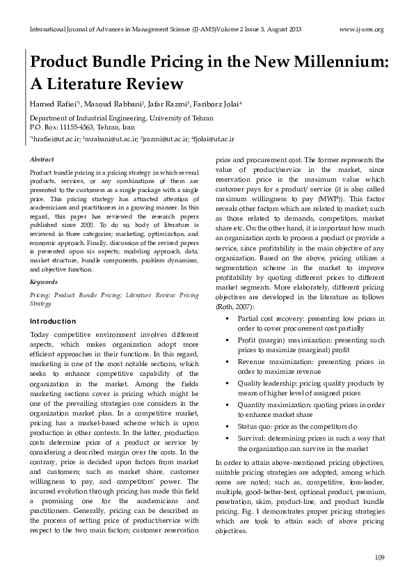 (PDF) Product Bundle Pricing in the New Millennium: A Literature Review