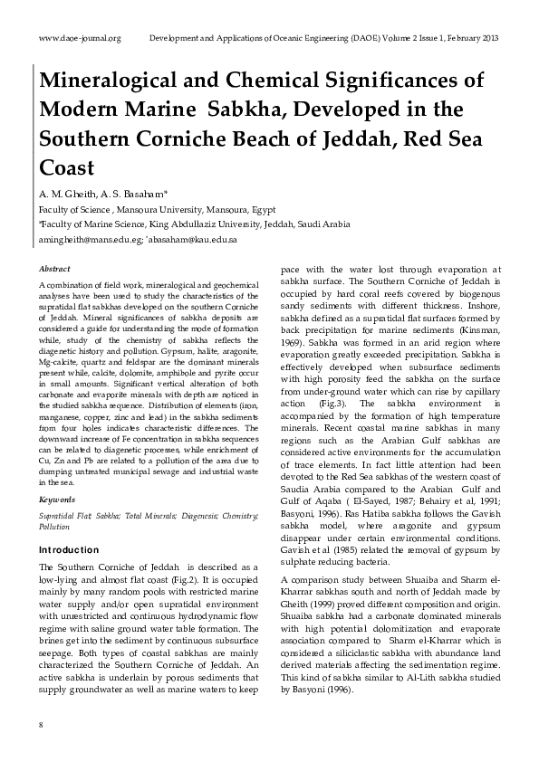 (PDF) Mineralogical and Chemical Significances of Modern Marine Sabkha ...