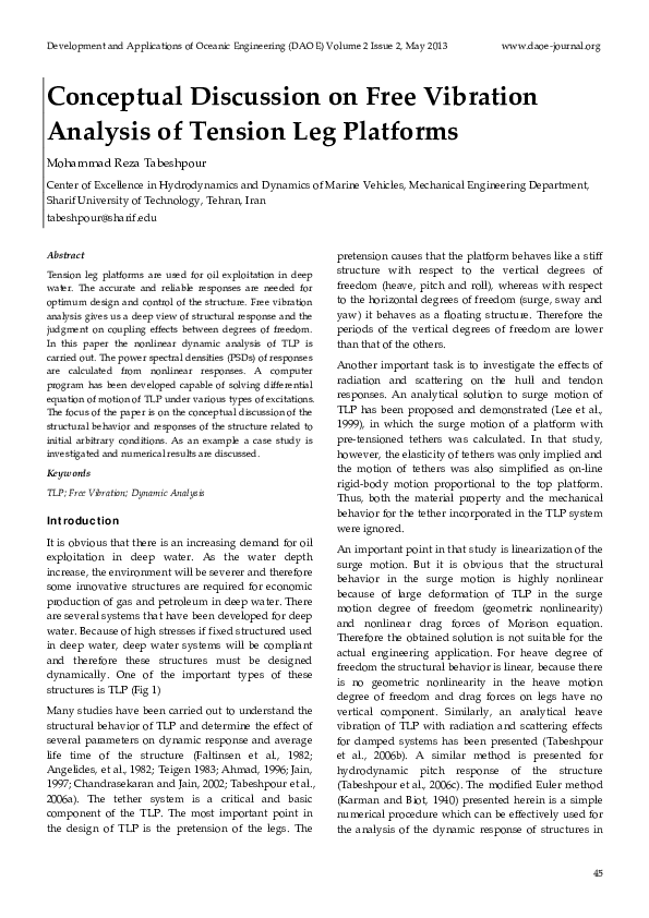 (PDF) Conceptual Discussion on Free Vibration Analysis of Tension Leg ...