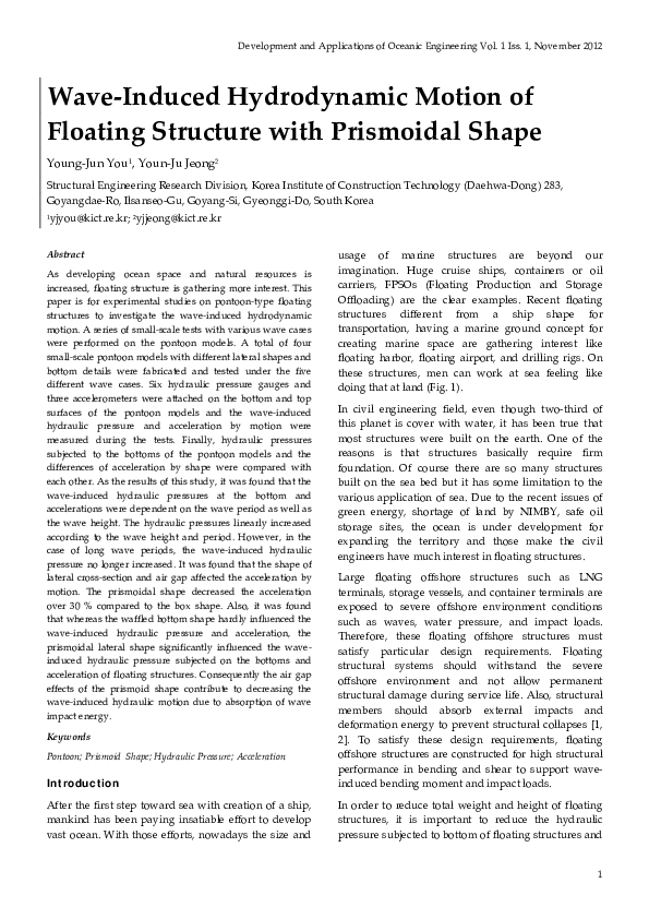 (PDF) Wave-Induced Hydrodynamic Motion of Floating Structure with ...