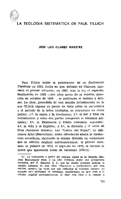 (PDF) LA TEOLOGIA SISTEMATICA DE PAUL TILLICH