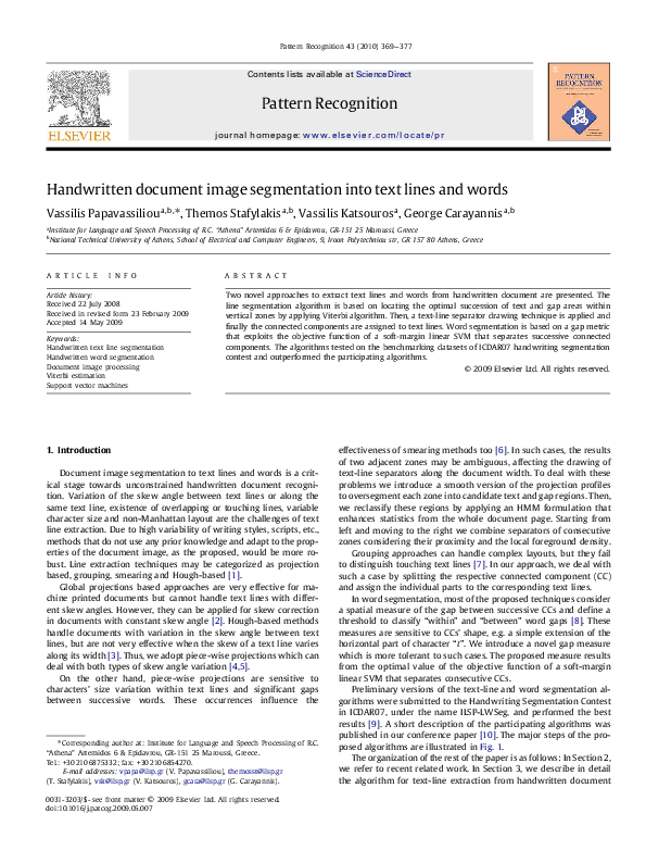 Pdf Handwritten Document Image Segmentation Into Text Lines And Words