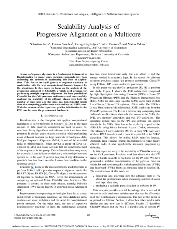 (PDF) Scalability Analysis of Progressive Alignment on a Multicore