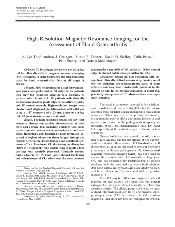 (PDF) High-resolution magnetic resonance imaging for the assessment of ...