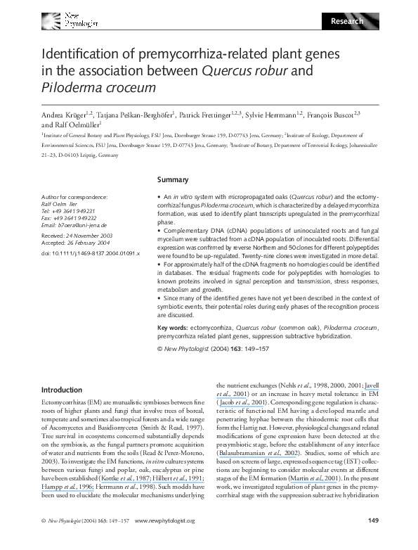 (PDF) Identification of premycorrhiza-related plant genes in the ...