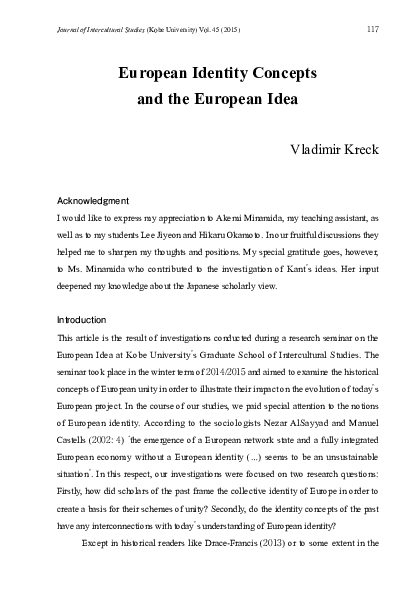 Pdf European Identity Concepts And The European Idea