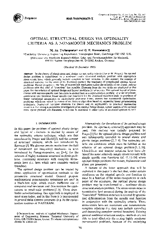 (PDF) Optimal structural design via optimality criteria as a nonsmooth ...