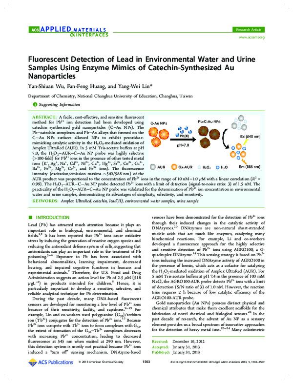(PDF) Fluorescent Detection of Lead in Environmental Water and Urine ...