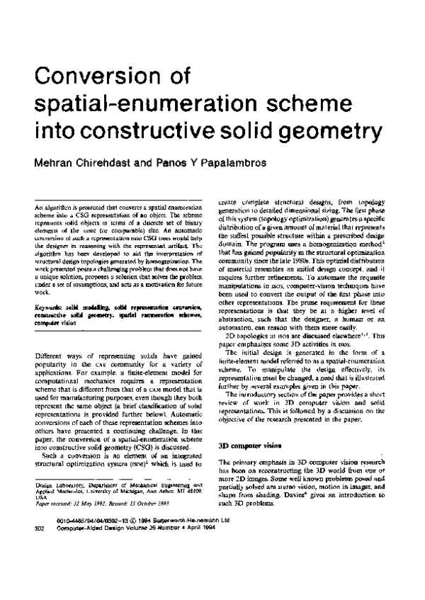 (PDF) Conversion of spatial-enumeration scheme into constructive solid ...