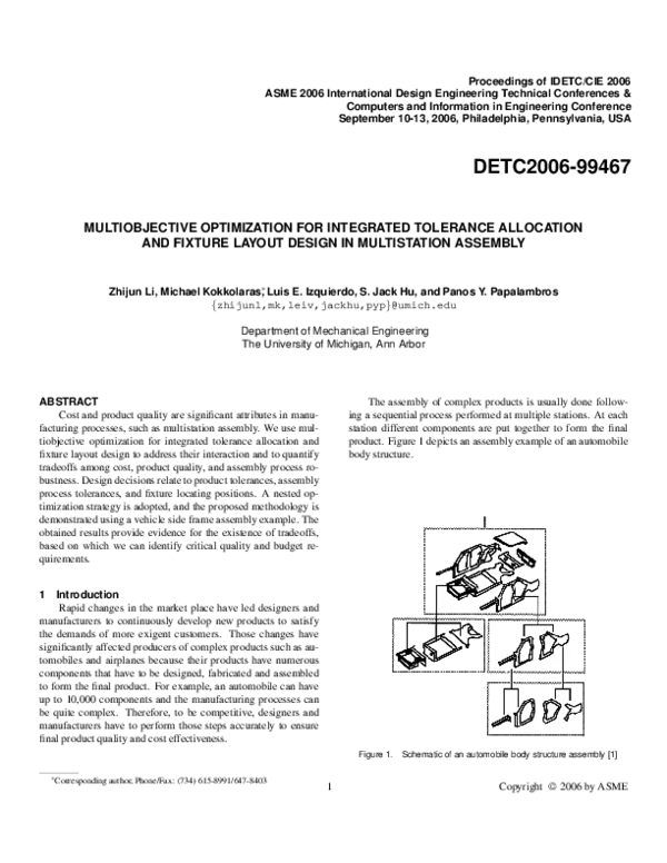 (PDF) Multiobjective Optimization for Integrated Tolerance Allocation and Fixture Layout Design ...