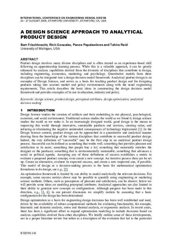(PDF) A design science approach to analytical product design