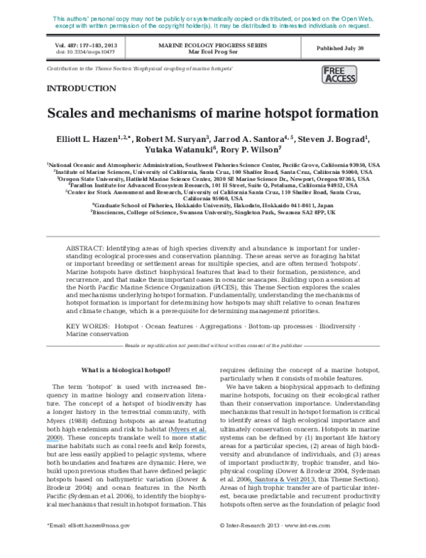 (PDF) Scales and mechanisms of marine hotspot formation