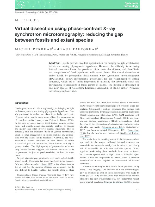 (PDF) Virtual dissection using phase-contrast X-ray synchrotron microtomography: reducing the ...