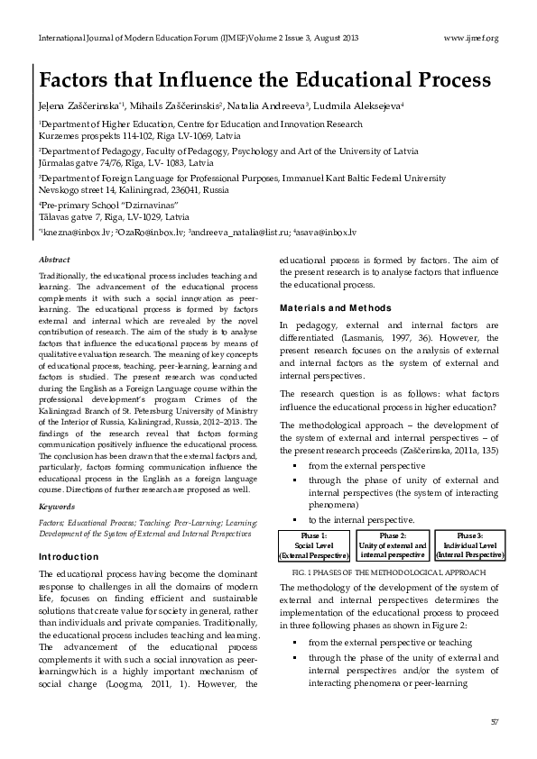(PDF) Factors that Influence the Educational Process