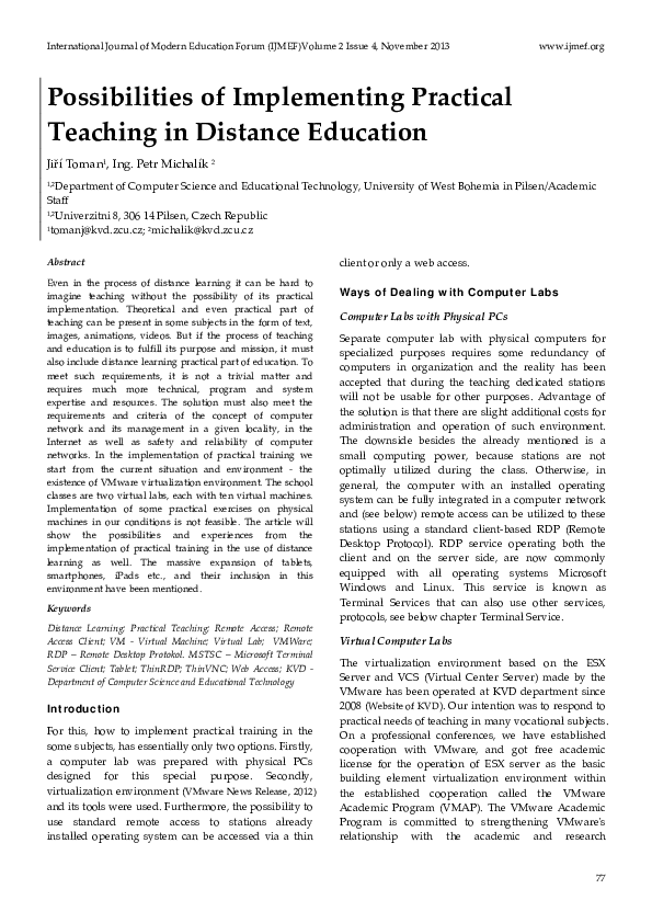 (PDF) Possibilities of Implementing Practical Teaching in Distance ...