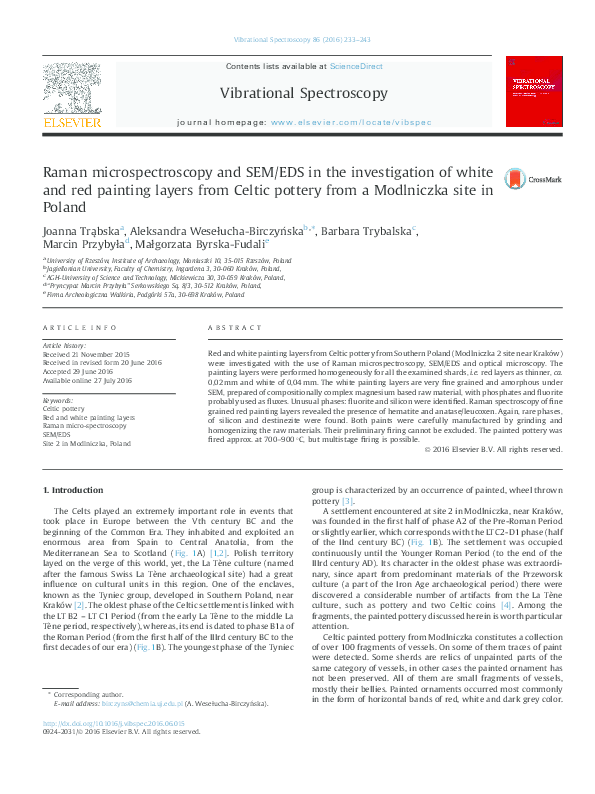 (PDF) Raman microspectroscopy and SEM/EDS in the investigation of white and red painting layers ...