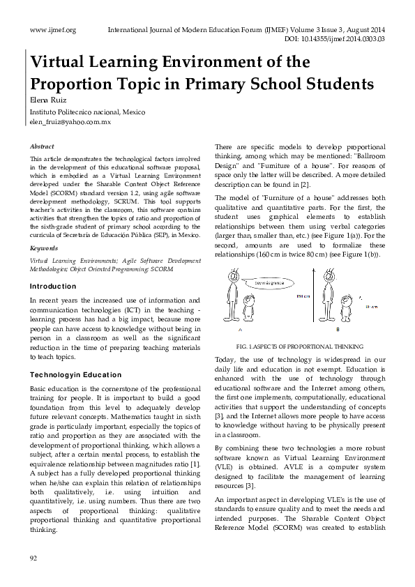 (PDF) Virtual Learning Environment of the Proportion Topic in Primary ...