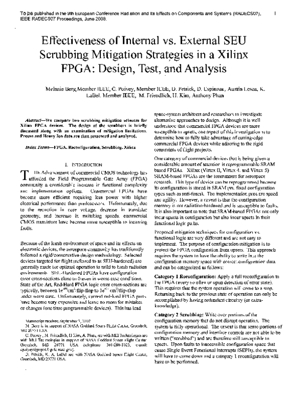 Pdf Effectiveness Of Internal Vs External Seu Scrubbing Mitigation Strategies In A Xilinx