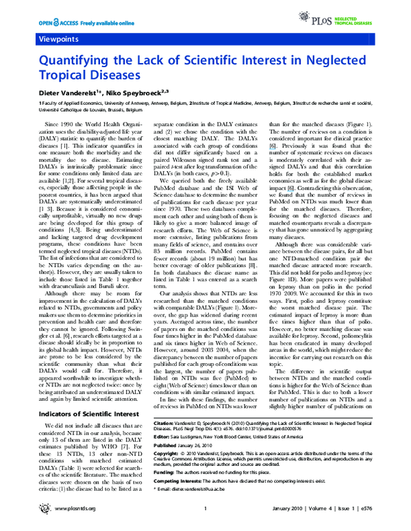 (PDF) Quantifying the Lack of Scientific Interest in Neglected Tropical ...