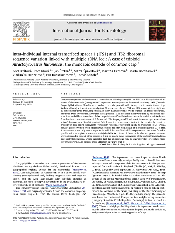 (PDF) Intra-individual internal transcribed spacer 1 (ITS1) and ITS2 ...