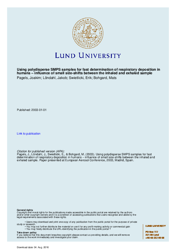 (PDF) Using Polydisperse SMPS Samples for Fast Determination of ...
